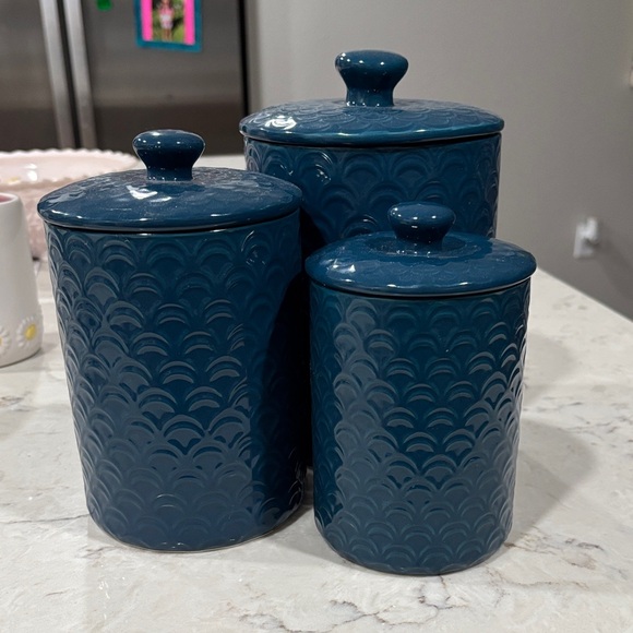 10 Strawberry Street | Kitchen | Strawberry St Set Of Blue Ceramic ...